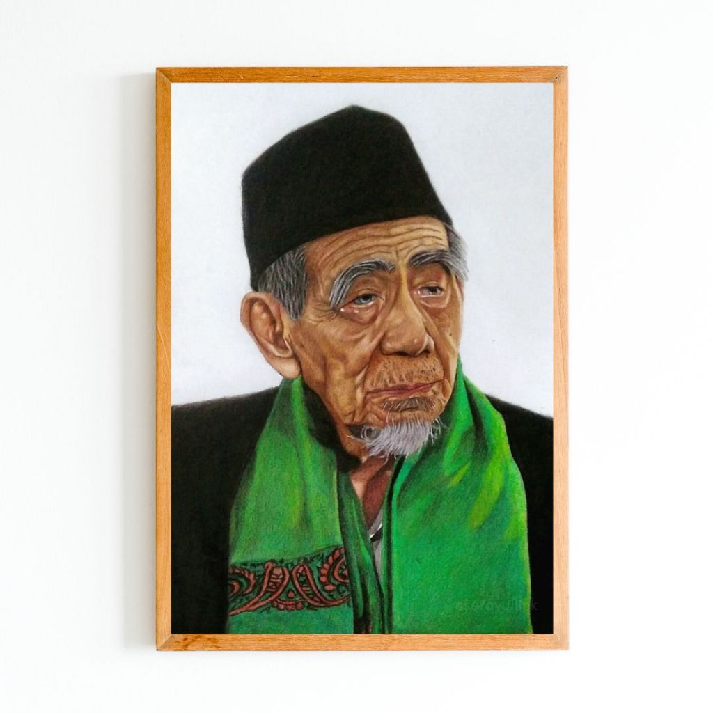 Jual Hiasan Dinding lukisan Cetak "Kiai Haji Maimun Zubair" Poster Mbah ...