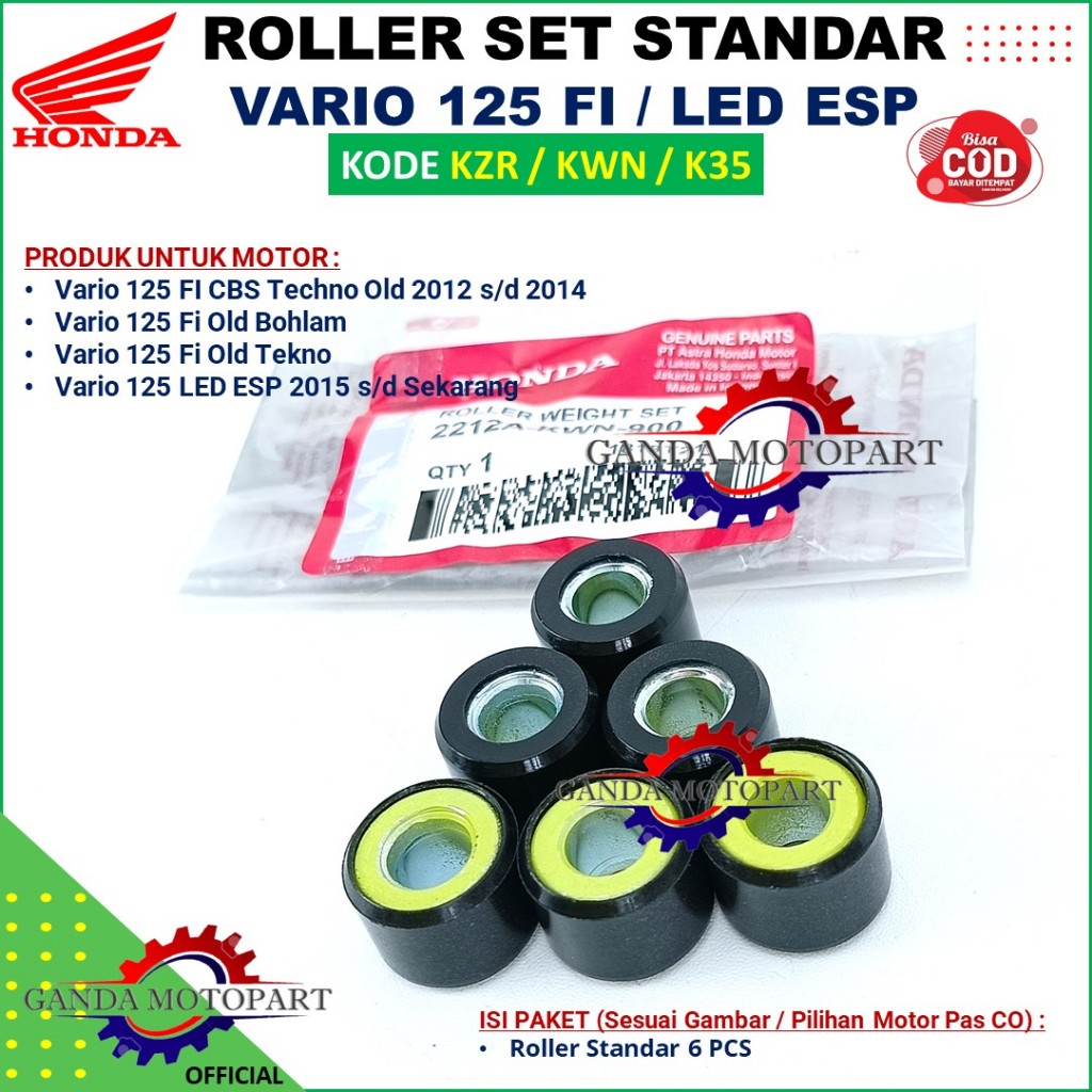 Jual ROLLER WEIGHT SET VARIO 125 KZR KWN Standar | GANDA MOTOPART ...
