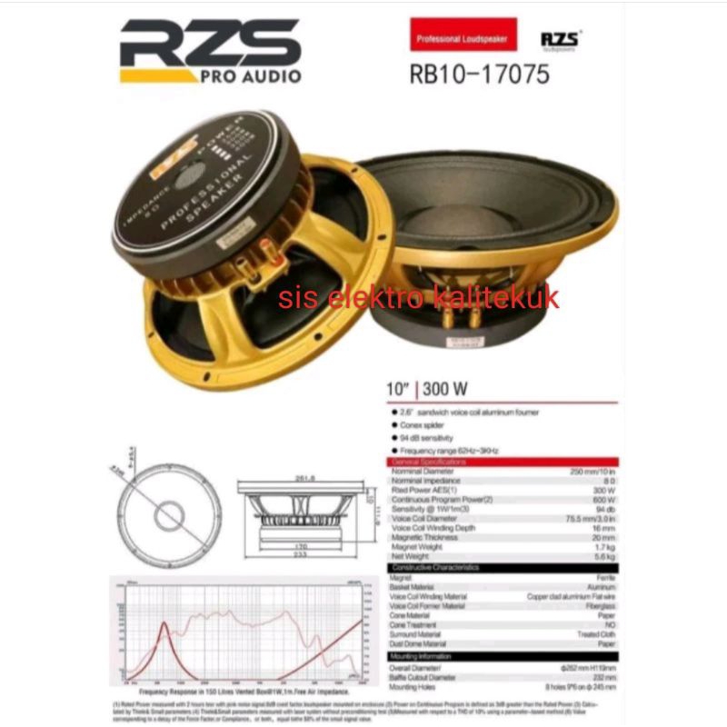 Jual Speaker 10 Inch RZS RB 10-17075 | Shopee Indonesia