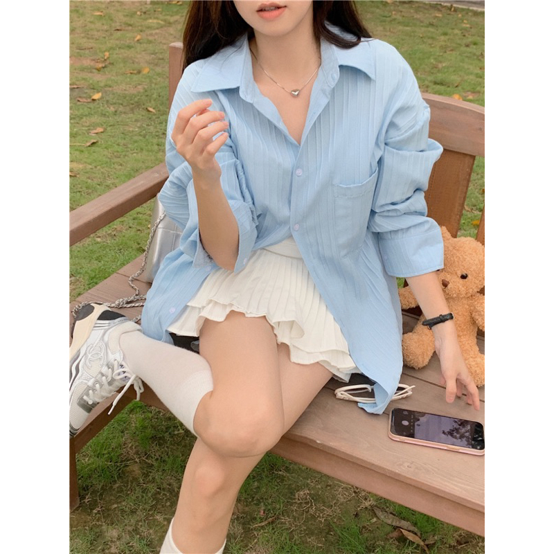 Jual Kevvi - Kei Kemeja Korea Oversize Tangan Panjang | Shopee Indonesia