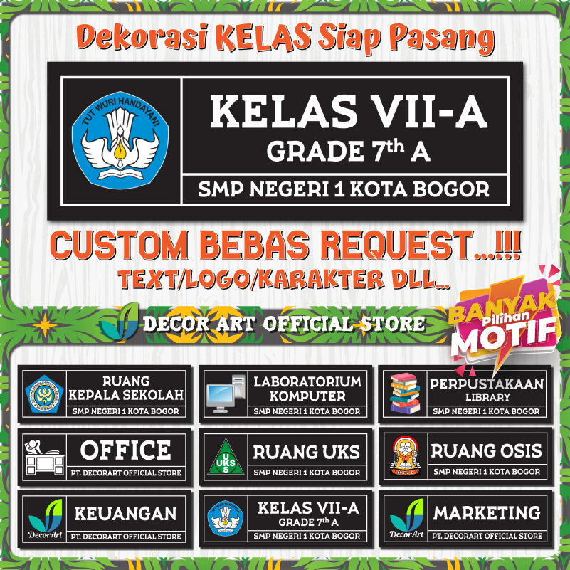 Jual Custom Papan Nama Penanda Ruangan Kelas Belajar Sekolah ...