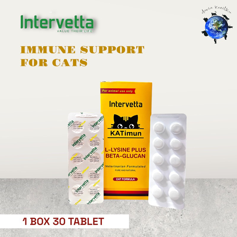 Jual Intervetta Katimun Lysine Plus Beta Glucan Vitamin Imunitas FIP ...