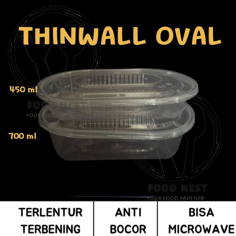 Jual [isi 25 Pc] Thinwall Oval 450ml Dan 700ml Isi 25pc Tutup