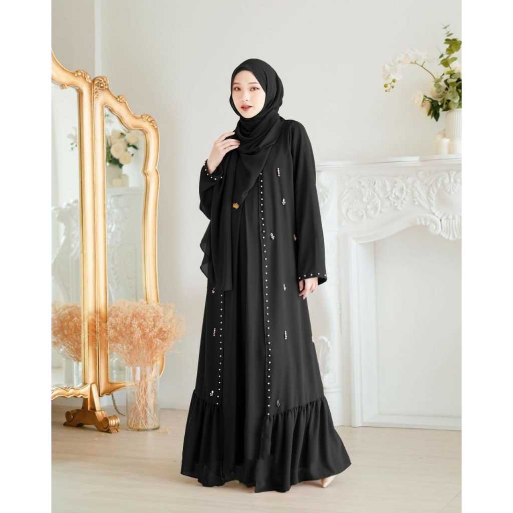 Jual New Abaya Hitam Turkey Inner + Outer Gamis Syari Kaftan Mewah ...