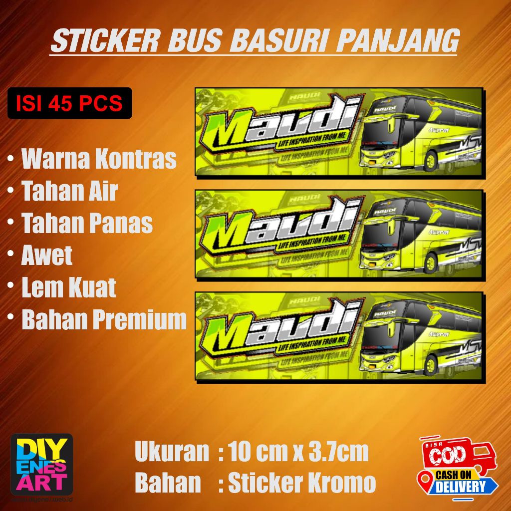 Jual Stiker Bus Basuri MAUDI panjang isi 45 pcs warna cerah awet jelas ...