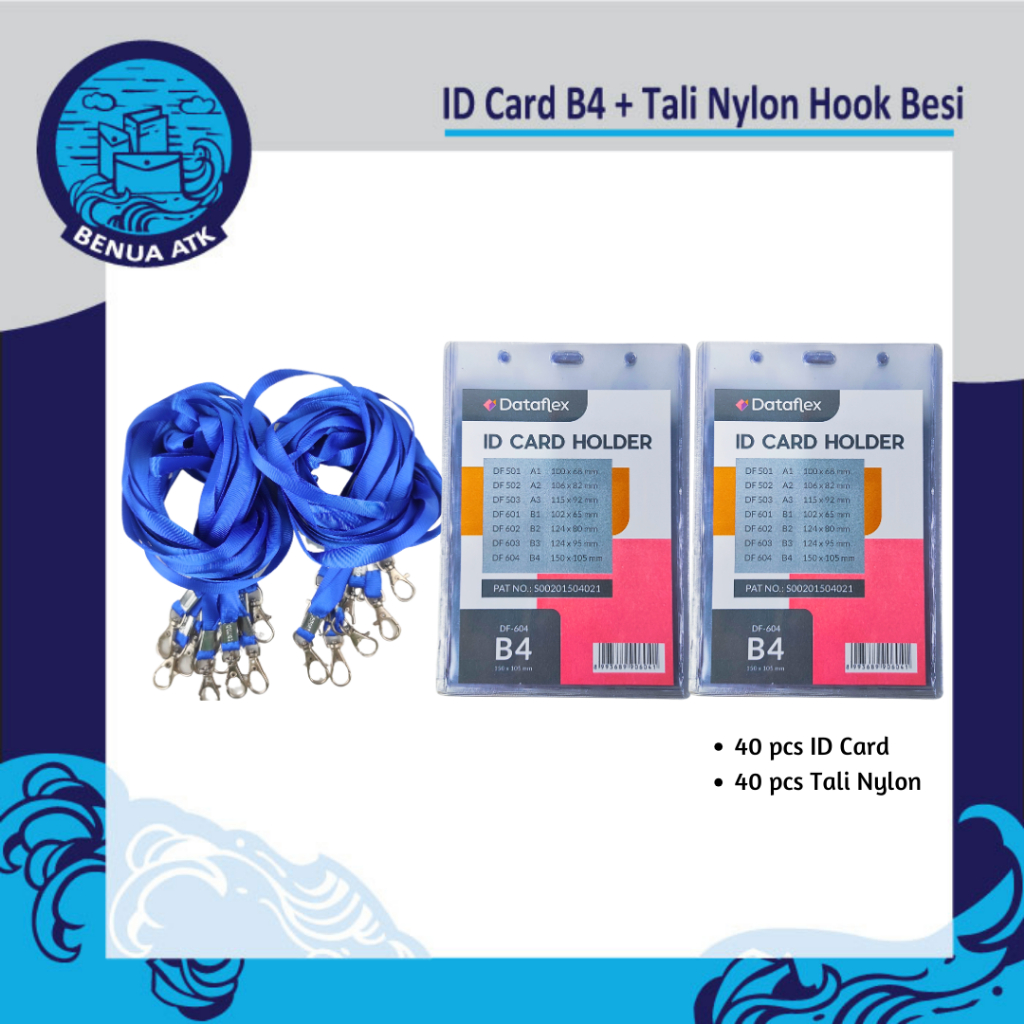 Jual Bundling ID Card B4 + Tali ID Nylon Hook Besi Dataflex [NYLK] | Shopee Indonesia