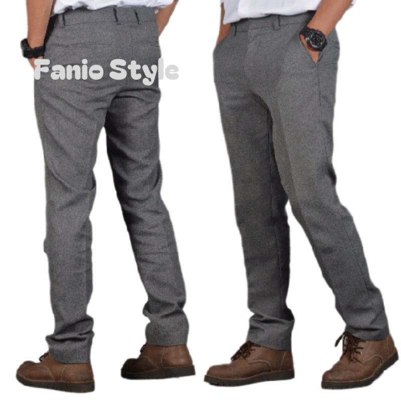 Jual Celana Formal Kantor Kerja Bahan Pria Slimfit Kantoran Panjang Warna Hitam Abu Navy ...