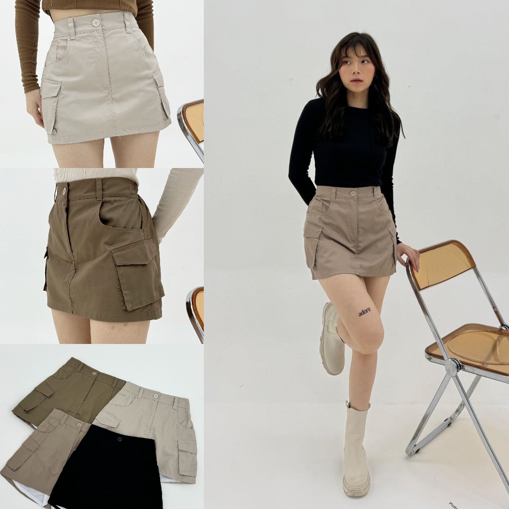 Jual Nia Cargo Skort - Rok Cargo Mini - Skort Trendy Rok Kekinian - Rok ...