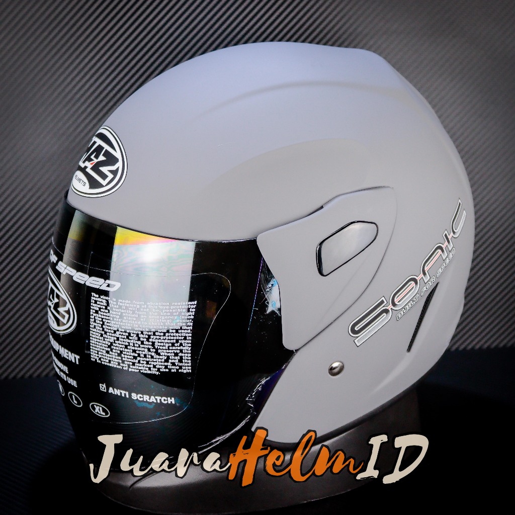 Jual MAZ HELM SONIC SOLID / DIM GREY DOFF / HALF FACE SINGE VISOR ...