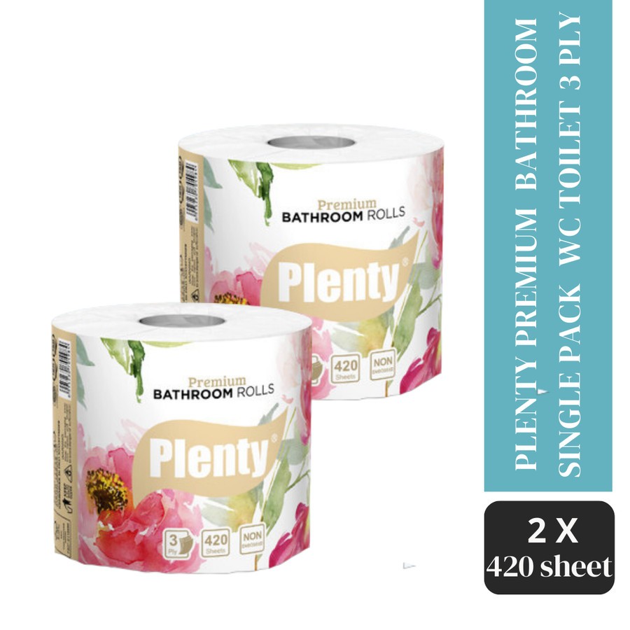 Jual Tissue Premium Plenty Bathroom Roll Single Pack wc toilet 3 ply 2X ...