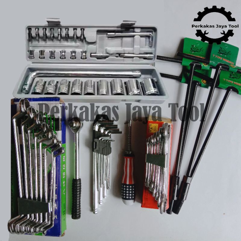 Jual Paket Kunci Ring Set + Kunci Pas Set + Kunci Sok Set 27 pcs + 4 ...