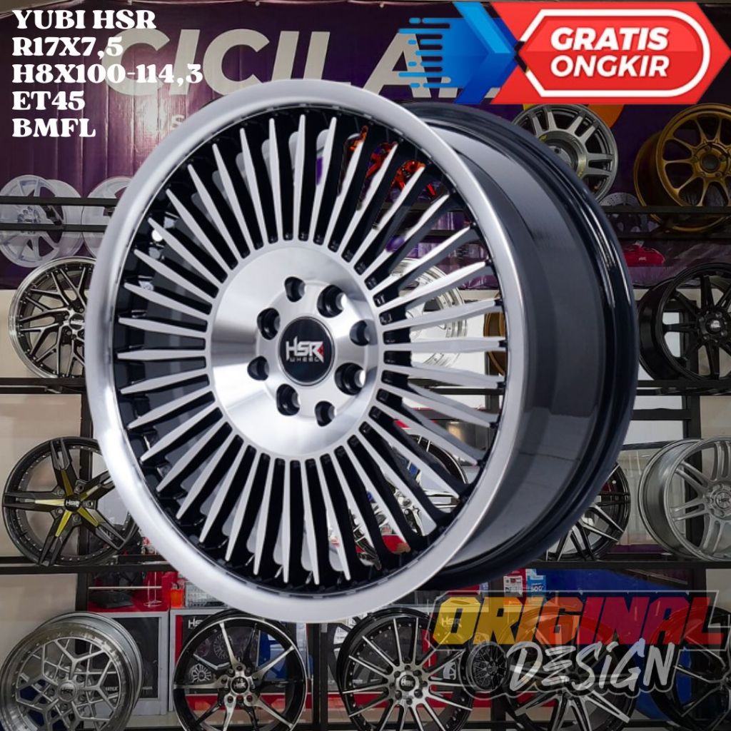 Jual Velg Mobil Ring 17 HSR YUBI R17 BAUT 4 PCD 100/114,3 ET45 BLACK POLISH | Shopee Indonesia