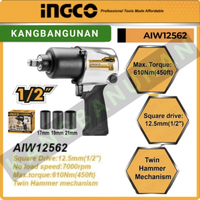 Jual Air Impact Wrench (1/2") INGCO AIW12562 Sok Socket Buka Baut ...