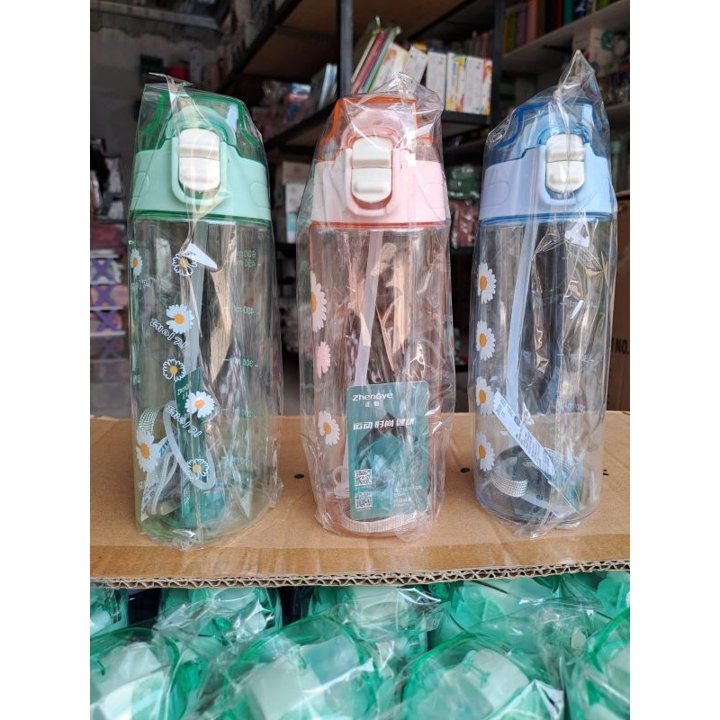 Jual BOTOL FLIP SEDOTAN TRANSPARAN/ BOTOL MOTIF BUNGA DAISY TALI ...