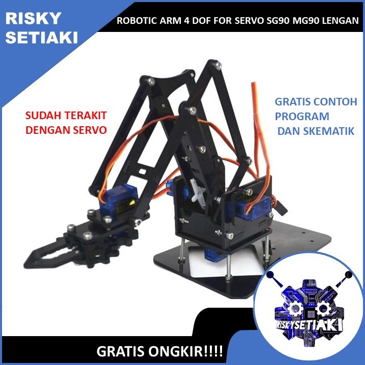Jual Sudah Terakit Robotic Arm 4 Dof Dengan Servo Sg90 Lengan Robot