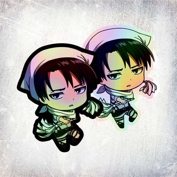 Jual STICKER HOLOGRAM ANIME CHIBI LEVI ACKERMAN ATTACK ON TITAN ...