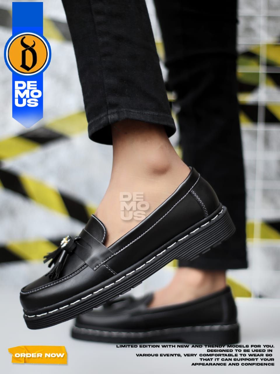 Jual DEMOUS - Sepatu Docmart Loafers Pantofel Hitam Casual Pria Anime ...