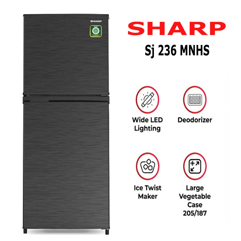 Jual Sharp Kulkas SJ-236 MN HS Lemari Es 2 Pintu 187L | Shopee Indonesia