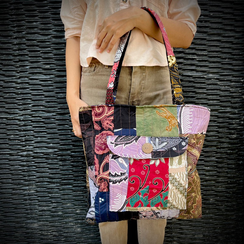 Jual TOTEBAG PERCA KANTONG | Tas jingjing batik perca tas belanja ...