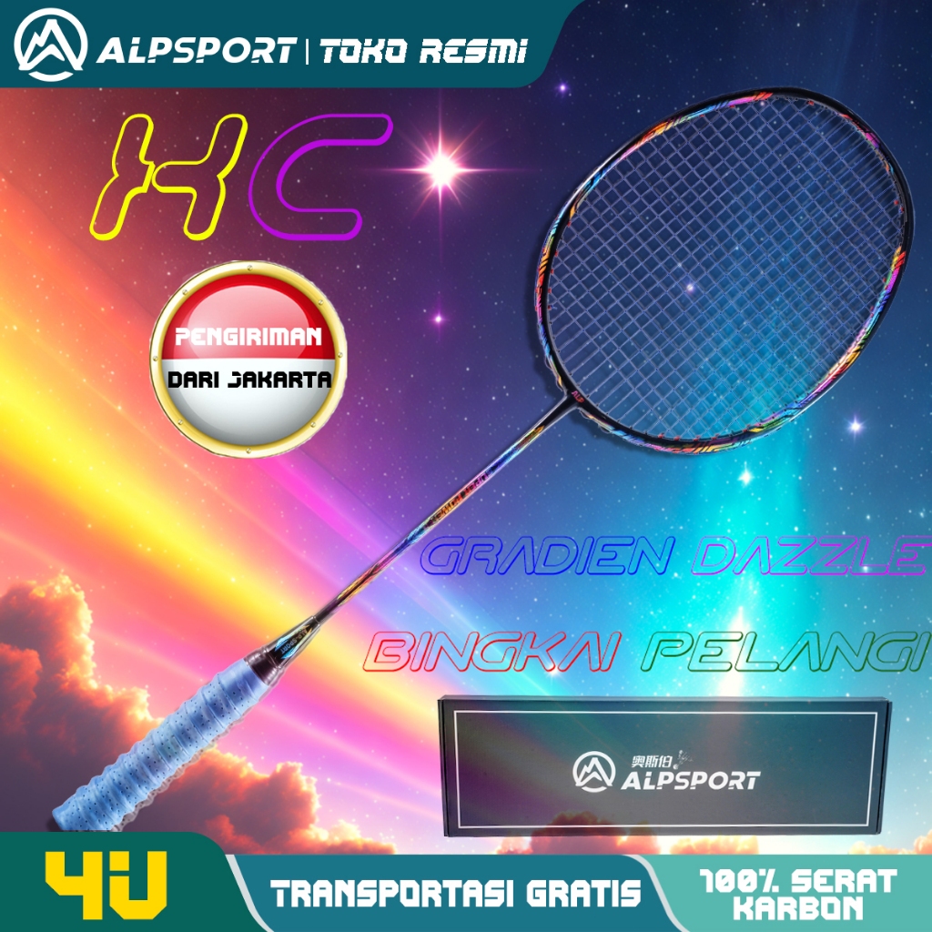 Jual ALPSPORT RR【2Raket + Tas】4U G5 100% Serat Karbon Penuh Desain Asli ...