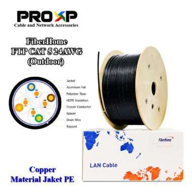 Jual Proxp - Fiberhome FTP Cat5e 24AWG,PE Outdoor, Black | Shopee Indonesia