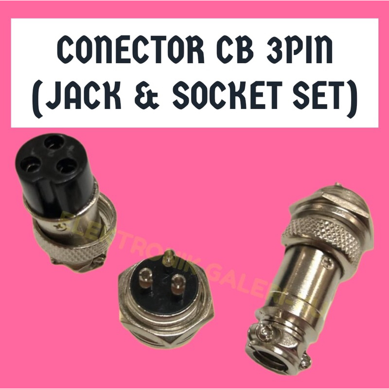 Jual CONECTOR CB 3PIN BESI JACK + SOCKET SET | Shopee Indonesia