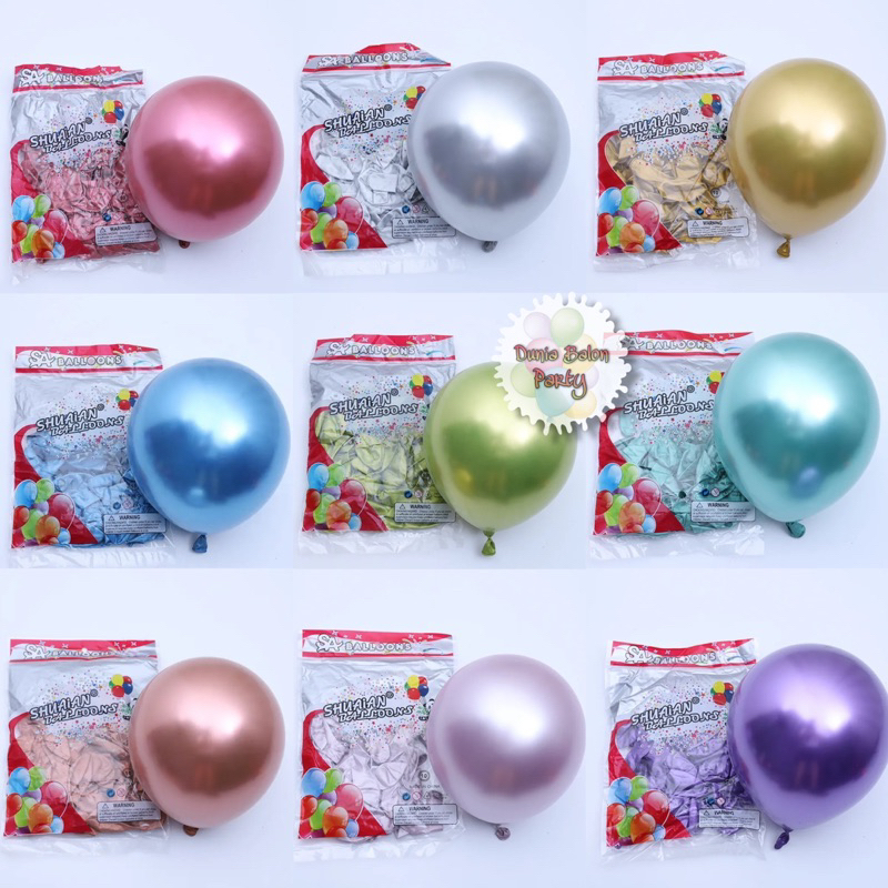Jual Balon Latex Metalik Chrome / Balloon Chrome 12inch Perpack isi 50 ...