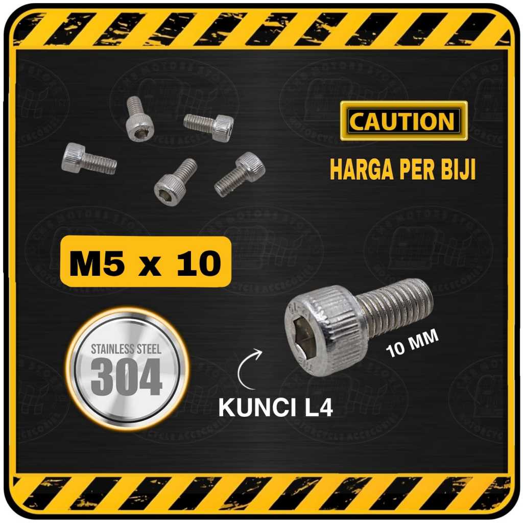 Jual BAUT L STAINLESS M5 X 10 M5x10 SETARA BAUT KUNCI 8 PANJANG 10 MM 1 CM | Shopee Indonesia