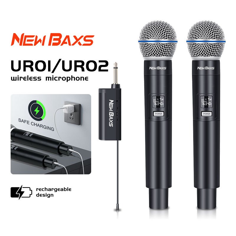 Jual NEW BAXS UR01/UR02 wireless microphone rechargeable handheld ...