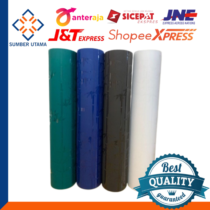 Jual Penutup pagar / Fiber Pagar motif BAMBU biru hijau putih cokelat ...