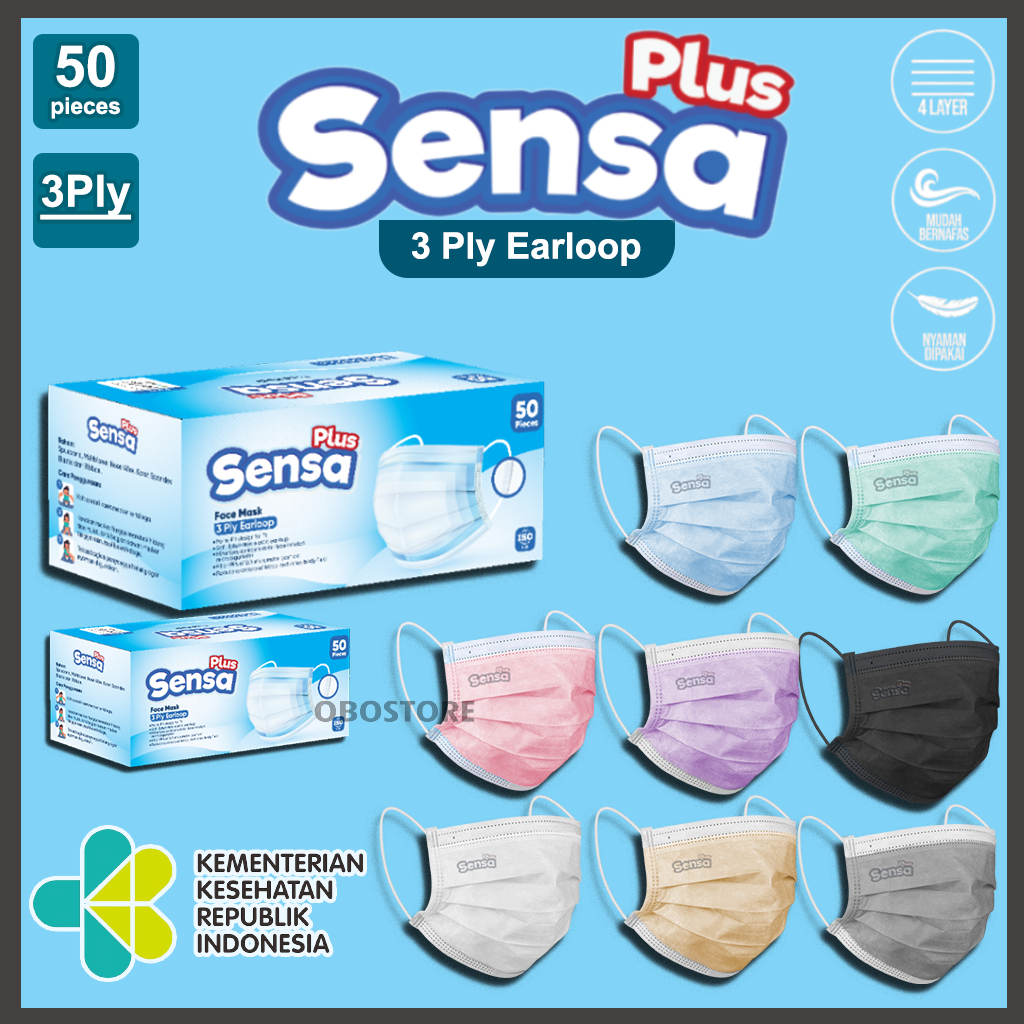 Jual Masker Sensa Plus Earloop 3Ply isi 50 pcs | Shopee Indonesia