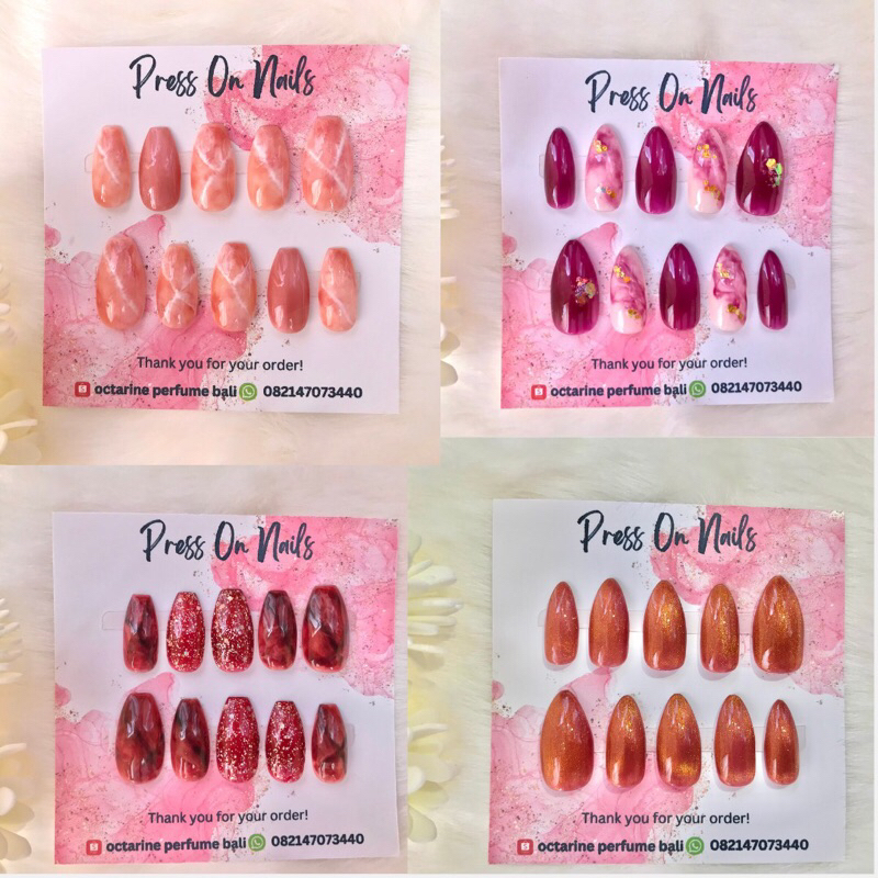 Jual Press On Nails||Nail art Kuku Palsu 10pcs termasuk lem/kuku palsu ...