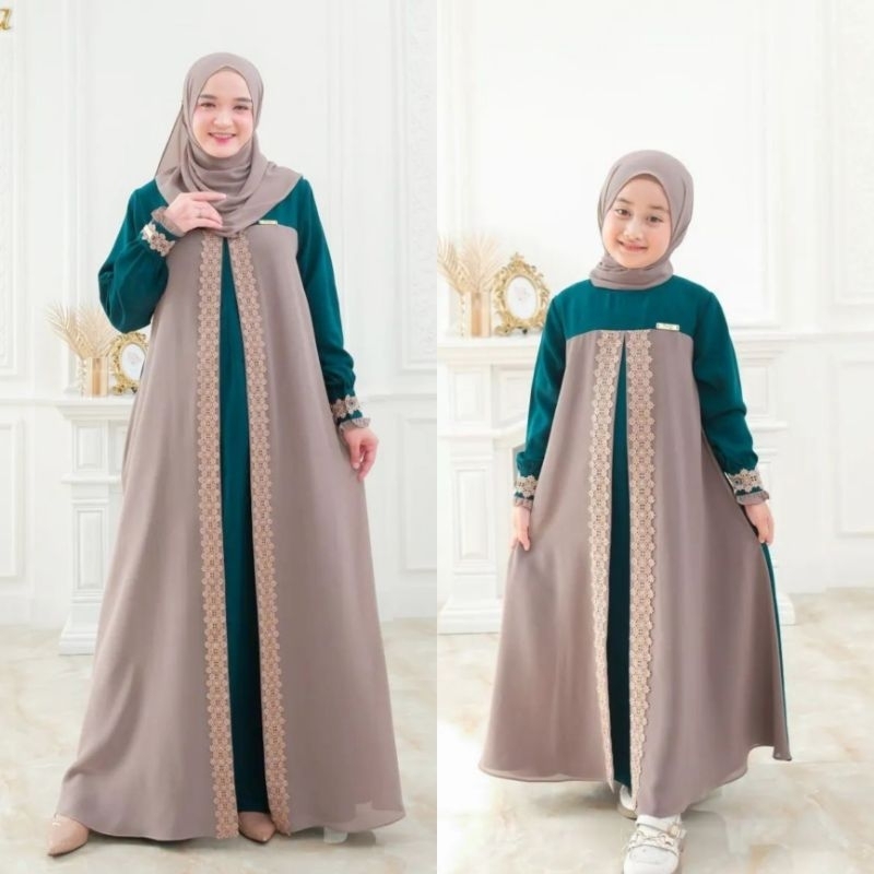 Jual Haruna couple mom & kids / gamis couple ibu dan anak set khimar ...