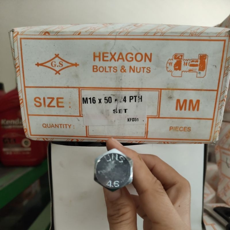 Jual baut galvanis m16x50 kunci 24 drat pitch 2.0 Tanpa Mur/ baut ...