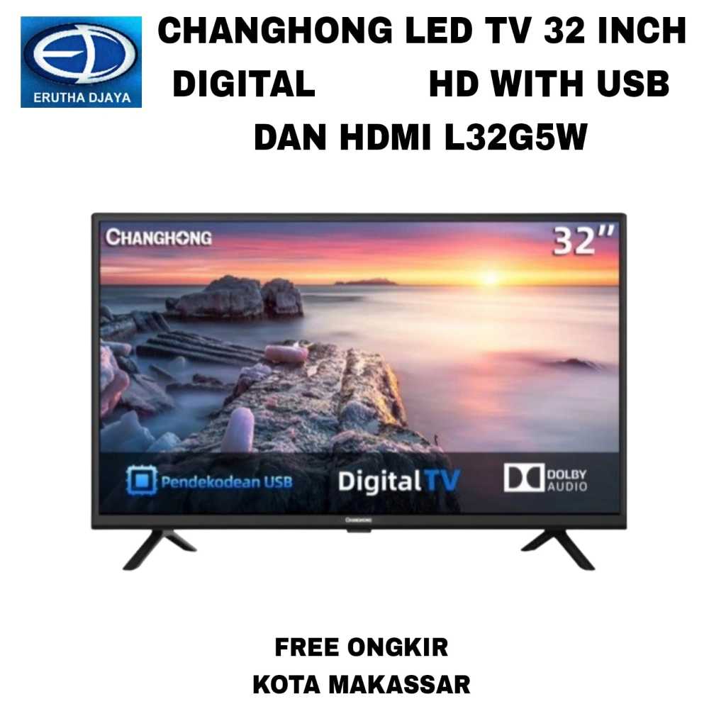 Jual led 32 inch changhong digital hd usb hdmi l32g5w | Shopee Indonesia