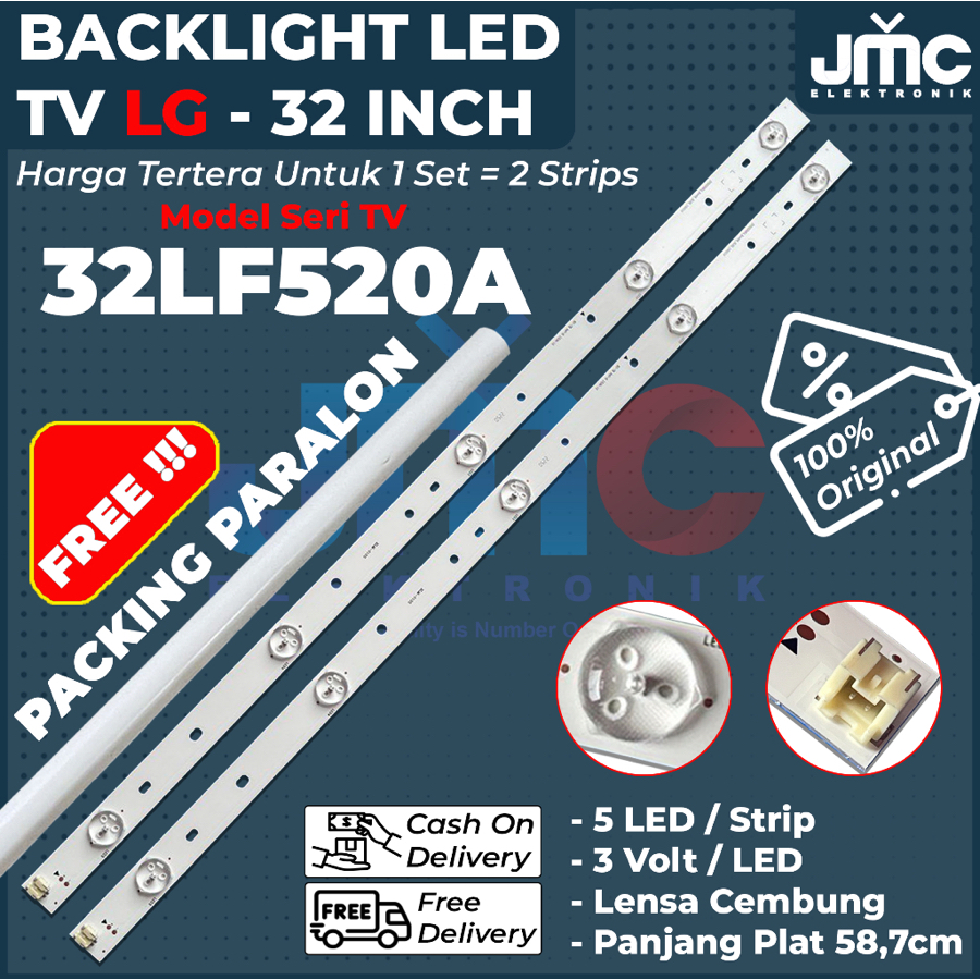 Jual BACKLIGHT TV LED LG 32 INCH 32LF520 32LF520A 32LF LAMPU LED BL LG 32 INCH 32IN 5K 3V ...