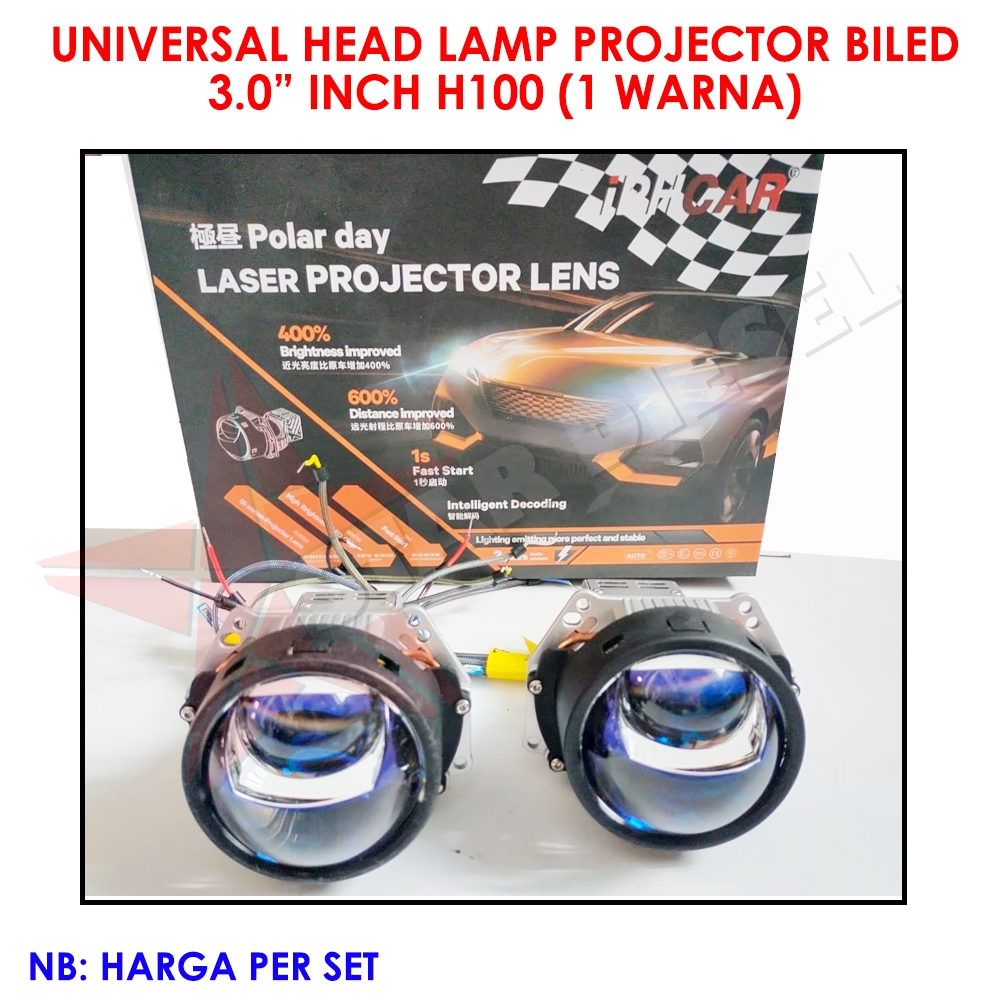 Jual UNIVERSAL HEAD LAMP PROJECTOR BILED 3.0” INCH H100 (1 WARNA) LED ...