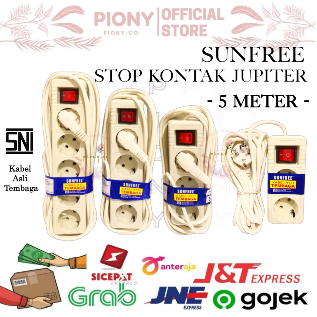 Jual STOP KONTAK KABEL / COK RAUN / COK CABANG 5 METER 2 3 4 5 + SAKLAR ...