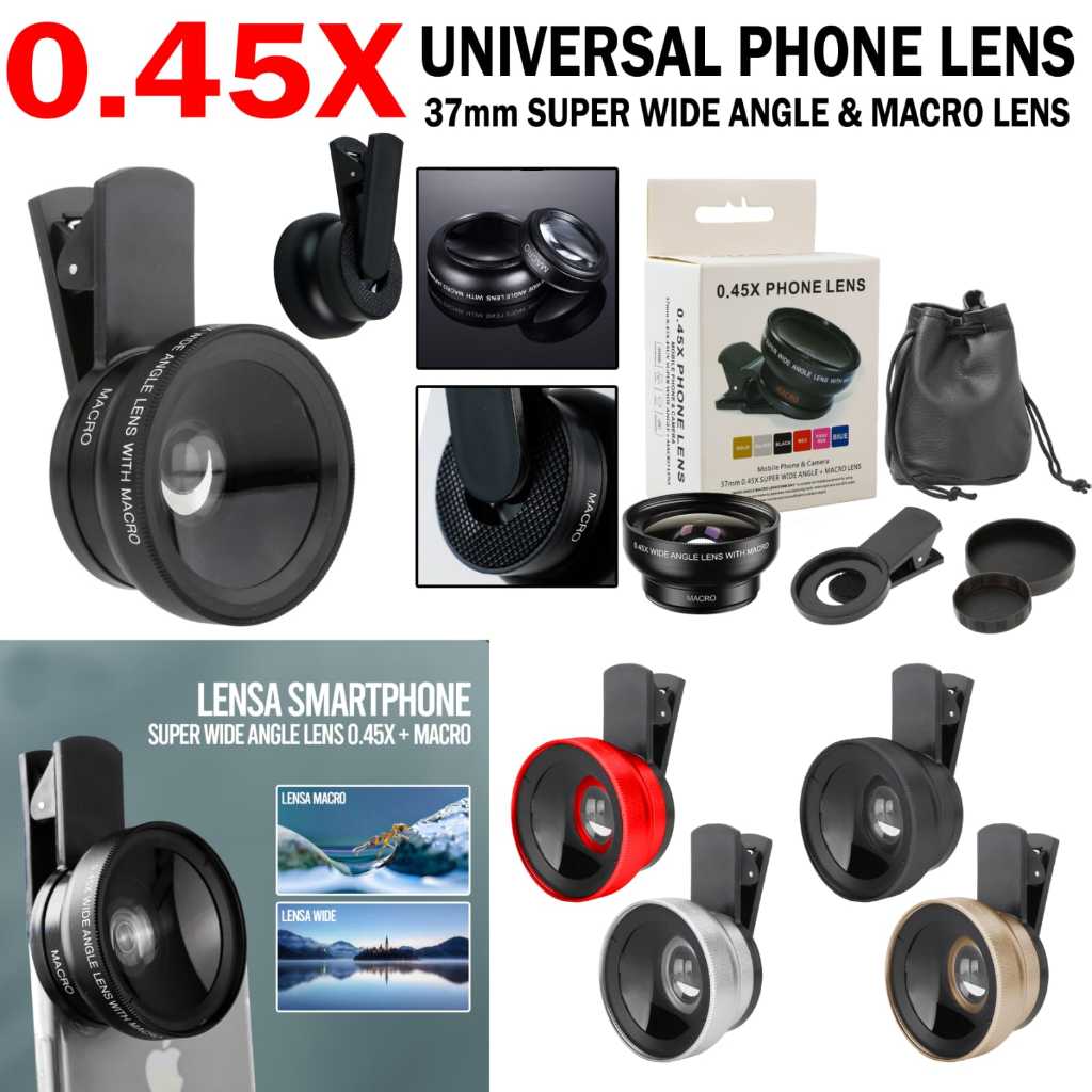 Jual PHONE LENS 0.45X MOBILE PHONE & CAMERA 37mm SUPER WIDE ANGLE & MACRO LENS KAMERA HP LENS ...