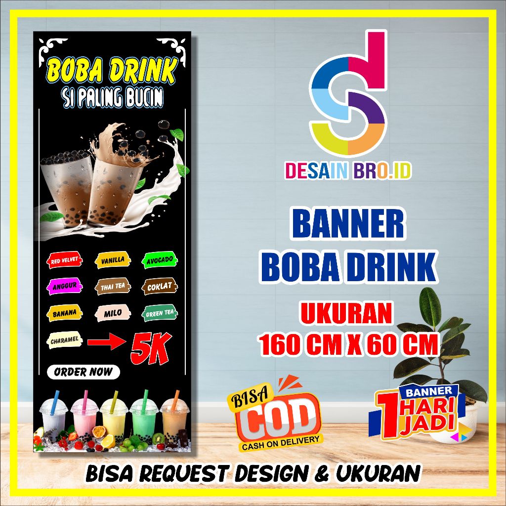 Jual BANNER/SPANDUK BOBA DRINK ( BISA CUSTOM ) UKURAN 160X60 | Shopee Indonesia