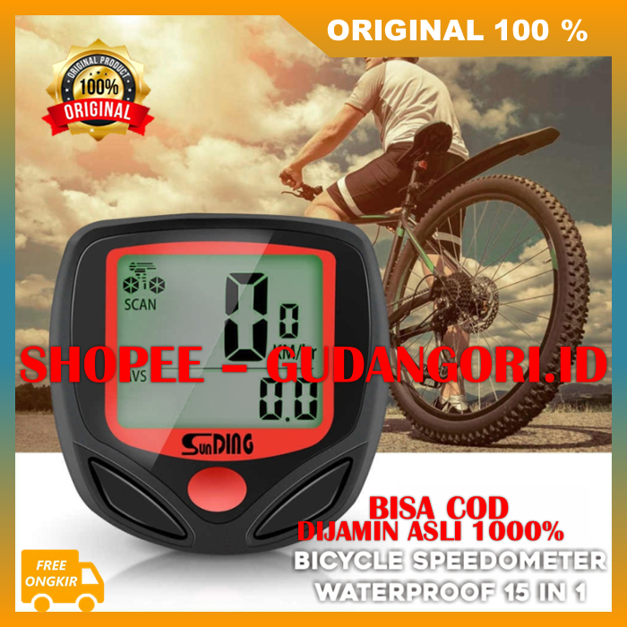 Jual Bicycle Speedometer Waterproof 15 in 1 Speedometer Sepeda Digital ...