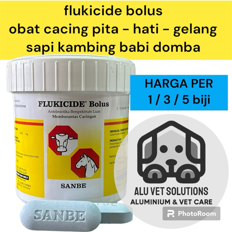 Jual Flukicide ecer 1 Bolus Obat Cacing Hewan Ternak Sapi Kuda Babi ...