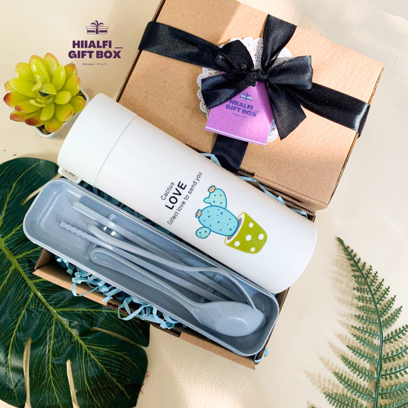 Jual Hampers Paket ARWA Tumblr Kaktus Botol Minum Sendok Trevell set ...