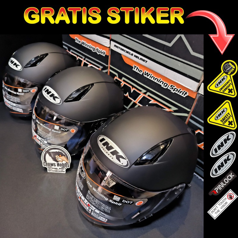 Jual HELM INK CENTRO JET ORIGINAL Solid BLACK DOFF | Shopee Indonesia