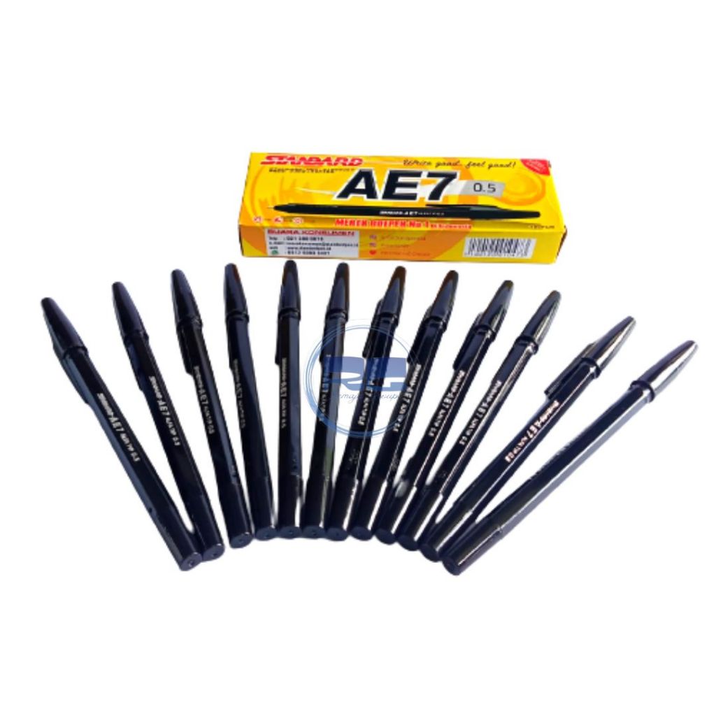Jual PULPEN STANDARD AE7 PULPEN STANDARD AE7 HITAM MERAH BIRU / BOLPOIN STANDARD AE7 HITAM dan ...