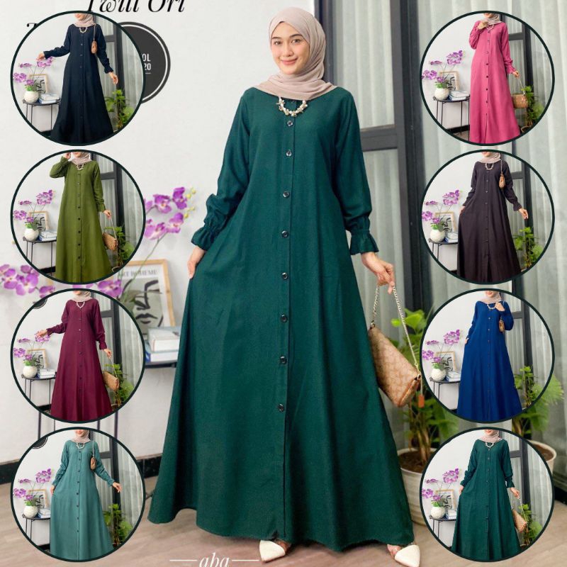 Jual gamis polos twill ori | gamis busui | gamis kancing | gamis polos ...