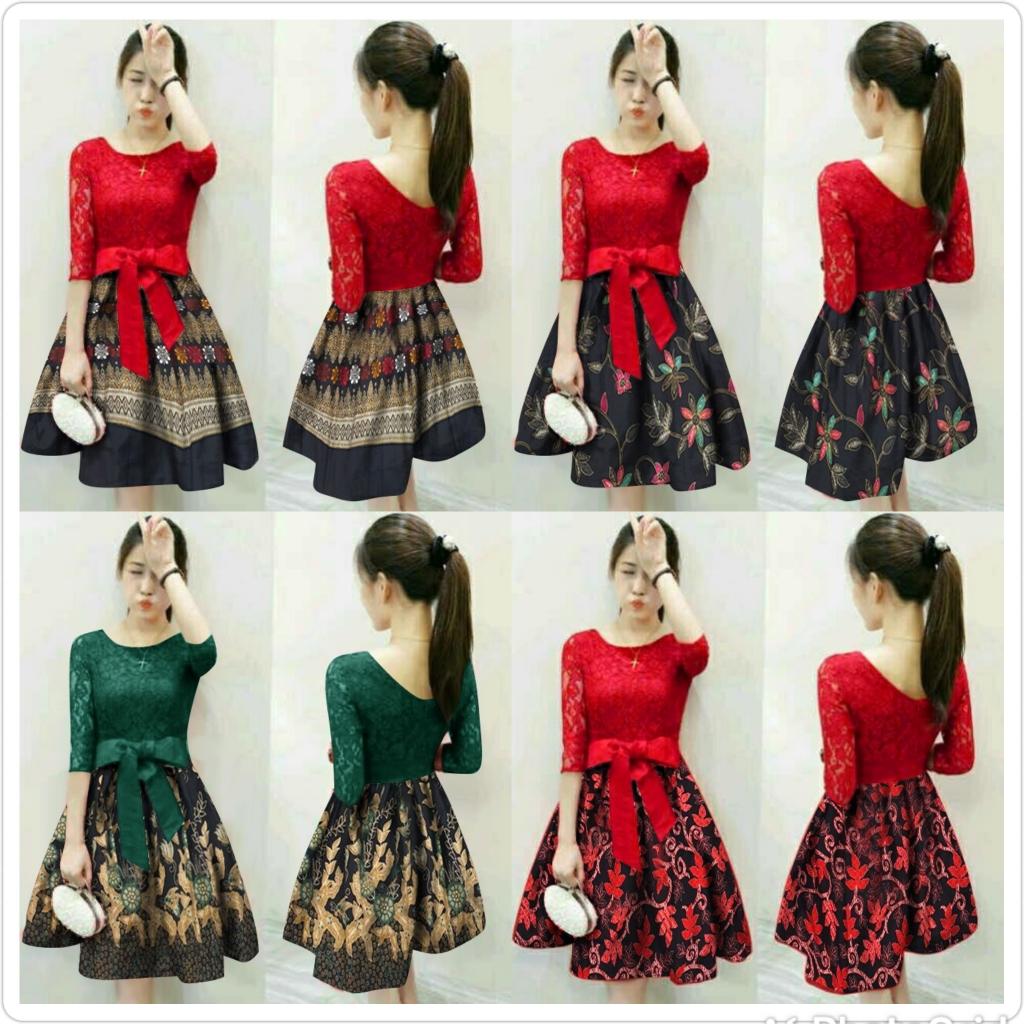 Jual DRESS NATAL TERBARU / MINI DRESS MARRY BATIK FLOW BROKAT / GAUN ...