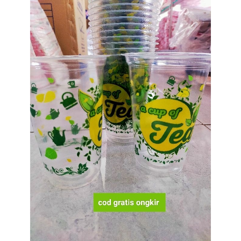 Jual gelas starindo cup of tea 14 dan 16 oz gelas ice tea gelas motif ...
