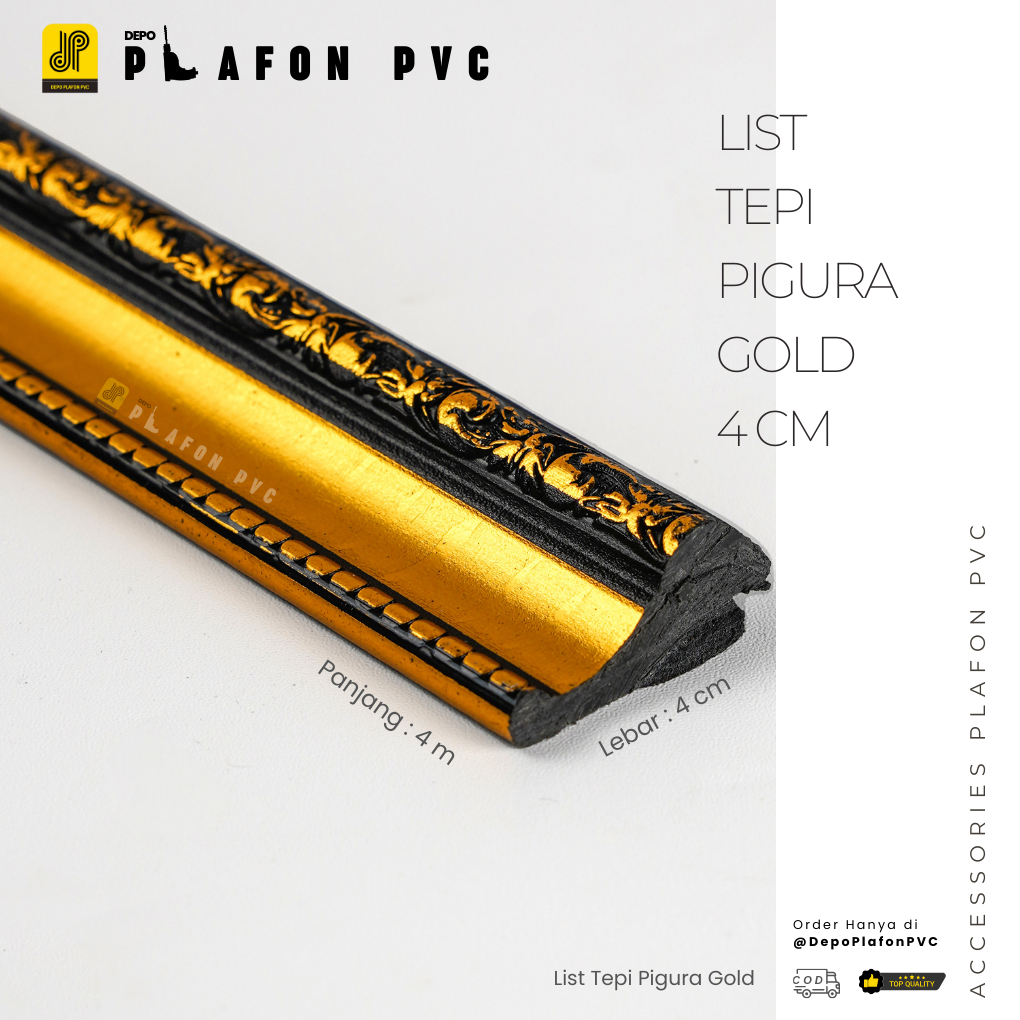 Jual List Tepi Pigura 4 cm Gold | Gradasi | Silver Panjang 4 meter ...