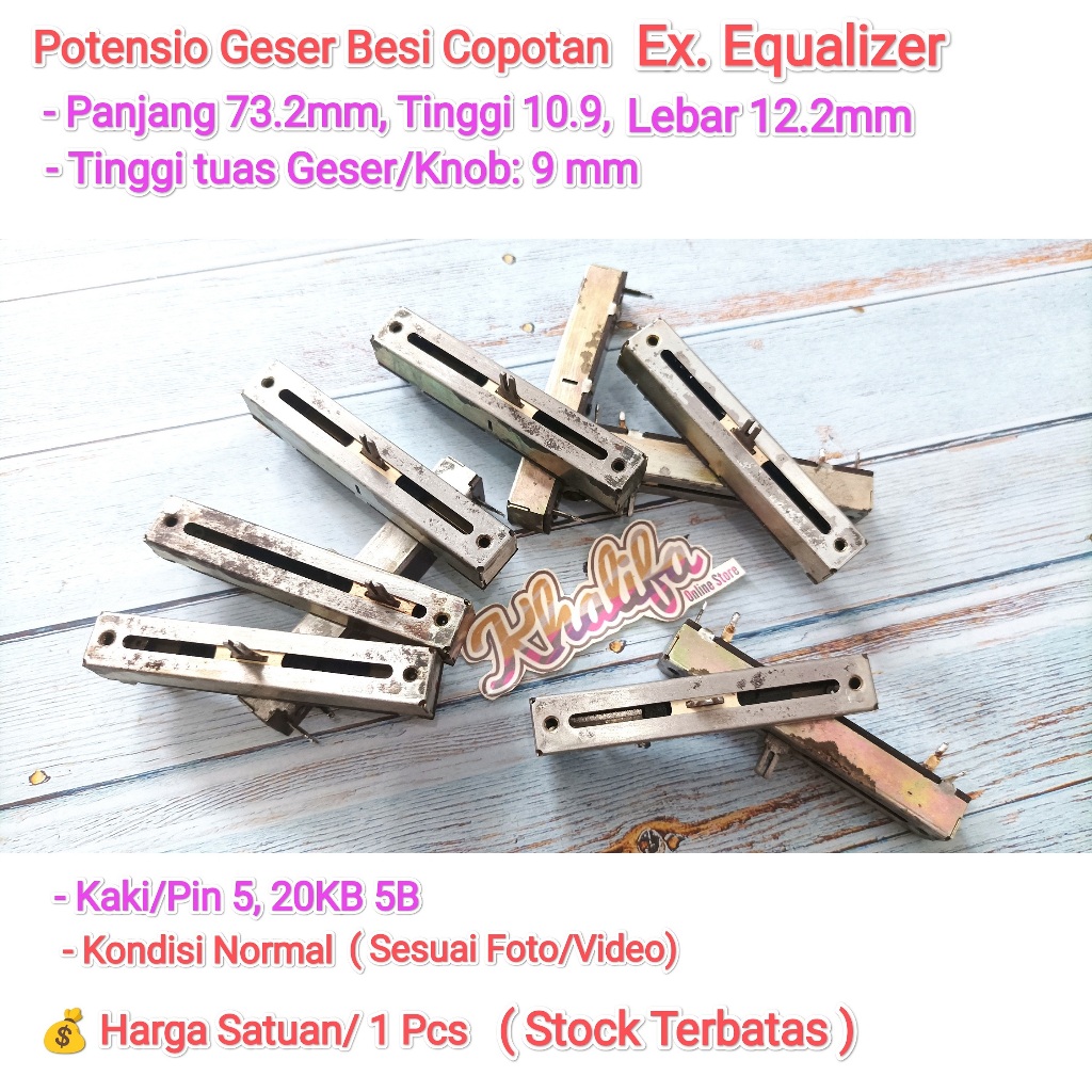 Jual Potensiometer Potensio Geser Besi Copotan Cabutan Panjang 73.2mm ...